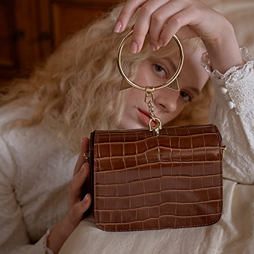 FOXLOVER Small Crossbody Bag for Women Crocodile Leather Shoulder Bag Purse Mini Cute Flap Bags