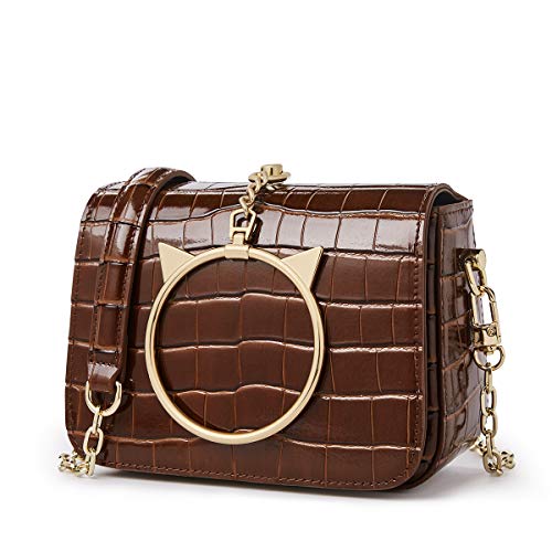 FOXLOVER Small Crossbody Bag for Women Crocodile Leather Shoulder Bag Purse Mini Cute Flap Bags