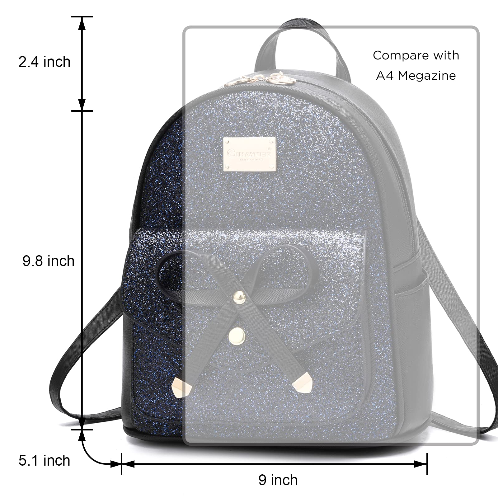 I IHAYNER Cute Sequin Mini Backpack for Women Small Bowknot Leather Purse Fashion Backpack Purse for Women (Purple)