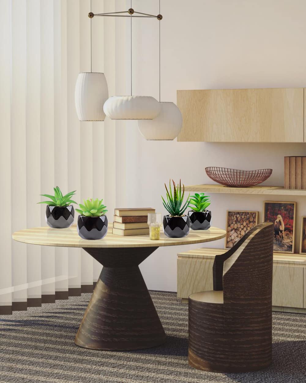 Canirologas 4pcs Succulents Artificial Plants in Pots Small Fake Plants Mini Artificial Greenery for Home Bathroom Desk Office Indoor Room Farmhouse Decorations