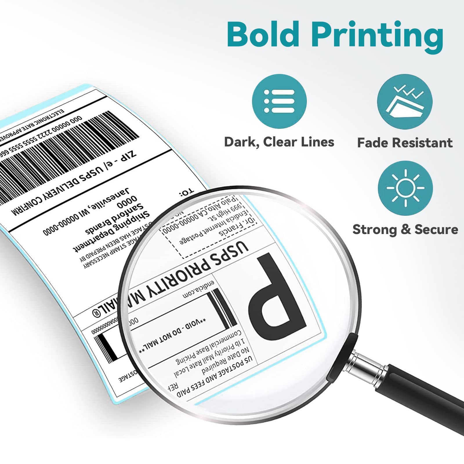 Jiose Direct Thermal Shipping Label 4x6 Thermal Label Roll Mailing Labels for Thermal Label Printer, 220 Labels/Roll