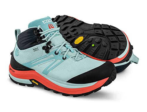 Topo Athletic Women's Trailventure 2 WP Comfortable 6MM Drop Trail Running Boots, Athletic Shoes for Trail Running, Ice/Coral, Size 8.5
