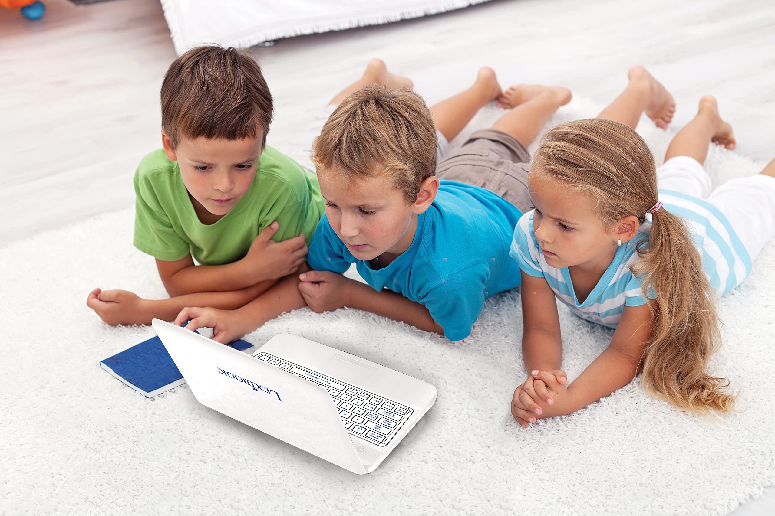LEXIBOOK JC598i3 Educational and Bilingual Laptop German/English-Toy with 124 Activities to Learn, Play Games and Music-Blue/White