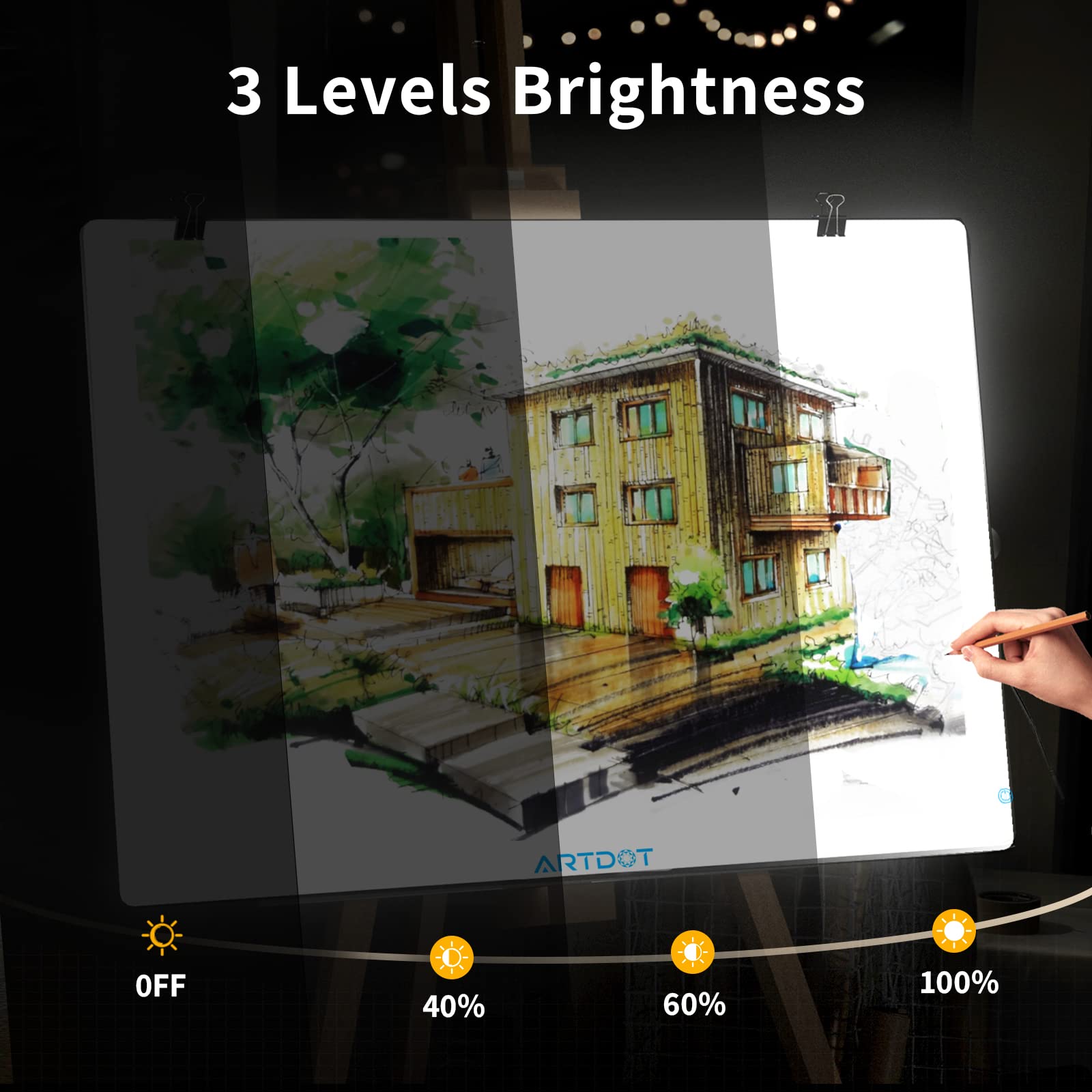 ARTDOT A1 Large LED Light Pad for Diamond Painting AC Powered Light Board Kit Adjustable Brightness Light Box Drawing for 5D Diamond Painting Kits