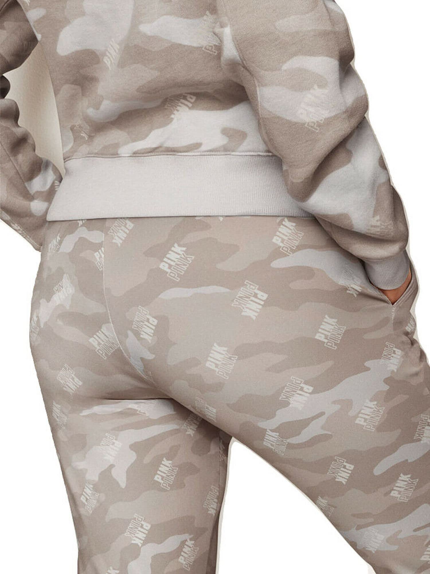 Victoria's Secret Pink Active Ultimate High Waist Jogger Grey Logo Camo Size Medium New