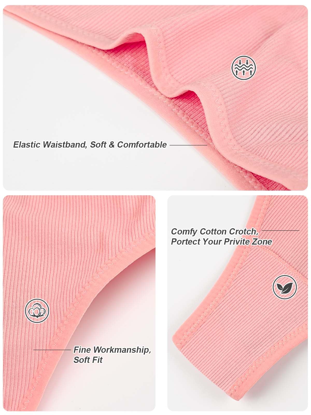 PSEFNAGX Women's High Waist Breathable Seamless Sport Ribbed Cotton Thong Panties Size 3XLarge