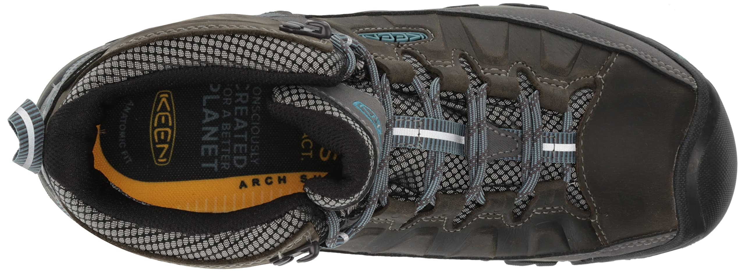 KEEN Women's Targhee 3 Mid Height Waterproof Hiking Boots, Magnet/Atlantic Blue, 10 Wide