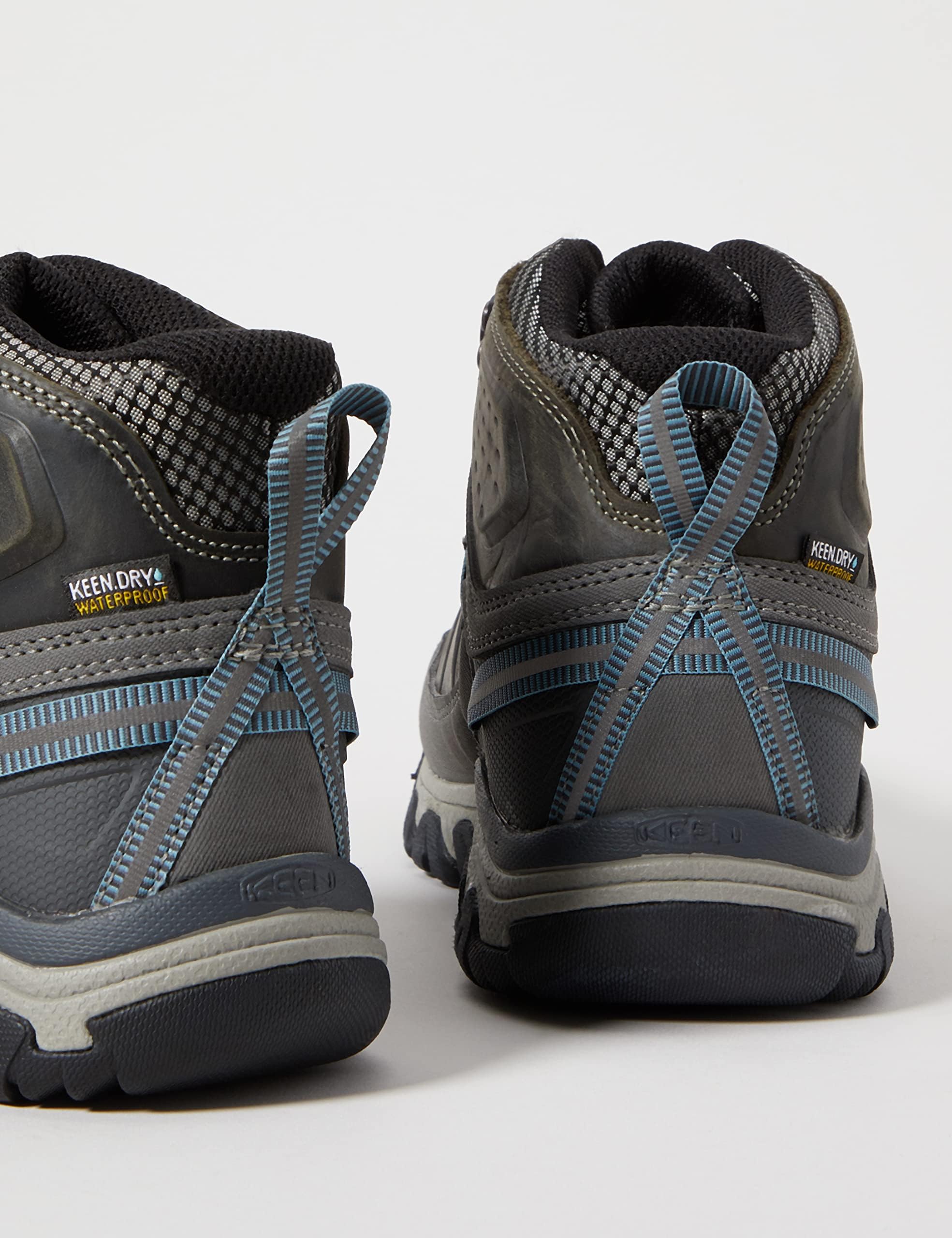 KEEN Women's Targhee 3 Mid Height Waterproof Hiking Boots, Magnet/Atlantic Blue, 10 Wide