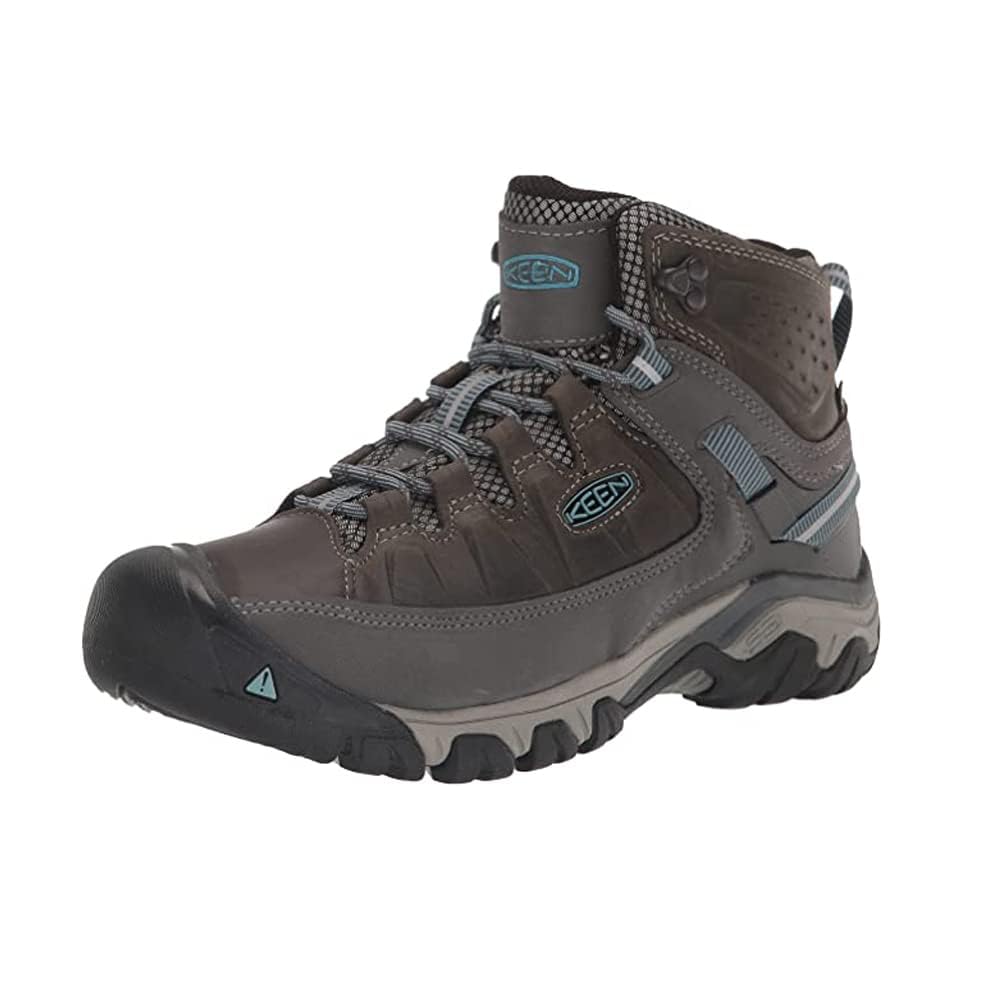 KEEN Women's Targhee 3 Mid Height Waterproof Hiking Boots, Magnet/Atlantic Blue, 10 Wide
