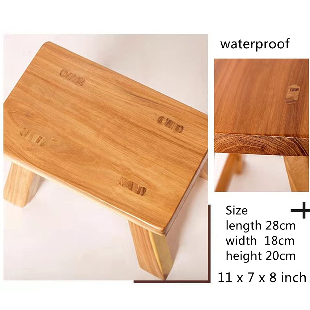 XDSTOOL Small Stool Wooden Step Stool Footstool Solid Wood 8 inch for Kids Adults Plant Stand Fishing Stool (Brown)