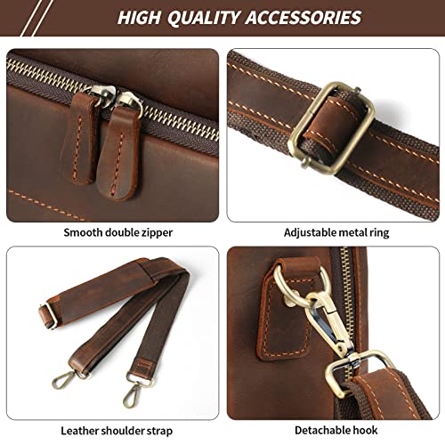 Jack&Chris Leather Briefcase for Men,Retro Business Travel Messenger Bag,Large 15.6 Laptop Work Bag