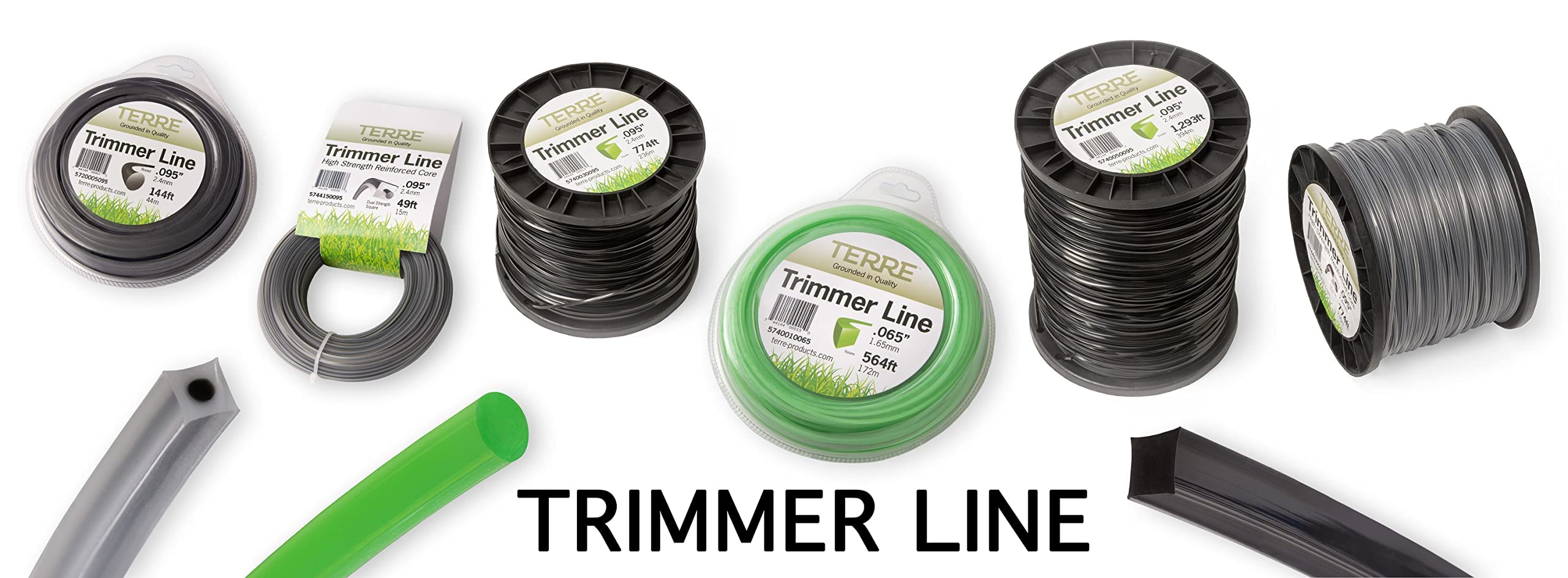 Terre Products - Residential Grade 065 Trimmer Line Square, 1 lb. Quality Weed Wacker String, Line Length 564 ft. or 172m, Weed Eater String Size .065 in. or 1.65mm