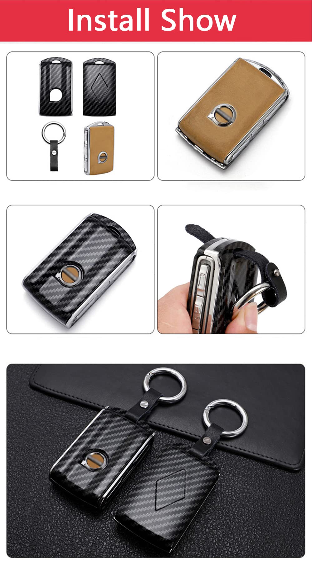 SANRILY 1Pcs for Volvo Key Fob Cover Full Covered ABS Plastic Key Case for Volvo XC40 XC60 S90 XC90 V90 2017 2018 T5 T6 2015 2016 T8 Keyless Keychain Holder White