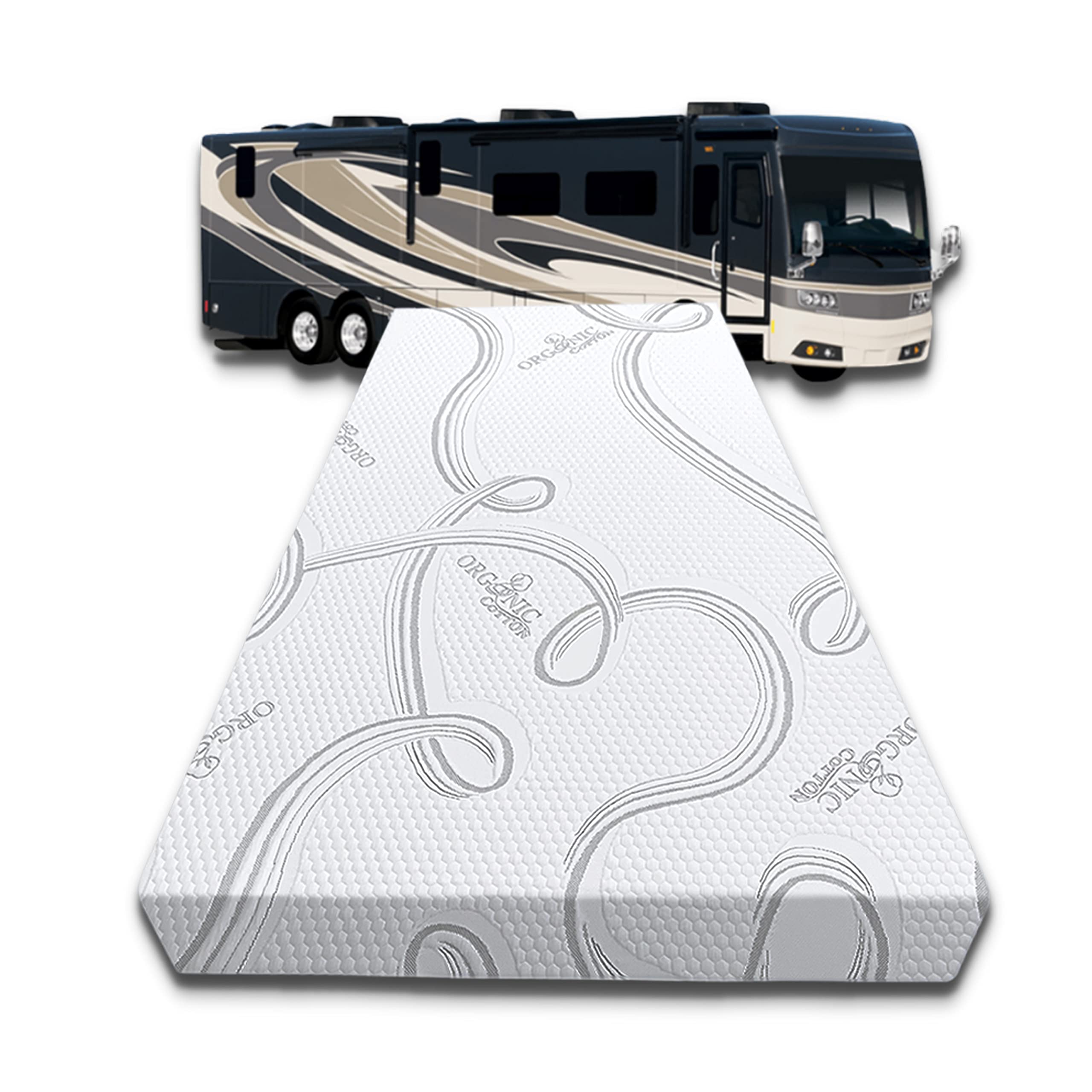 FoamRush 8-Inch Full (54" x 75") Extra Firm High Density Foam RV Mattress Replacement with Cotton Cover,Pressure Relief, Travel Camper Trailer Truck, Made in USA, CertiPUR-US Certified