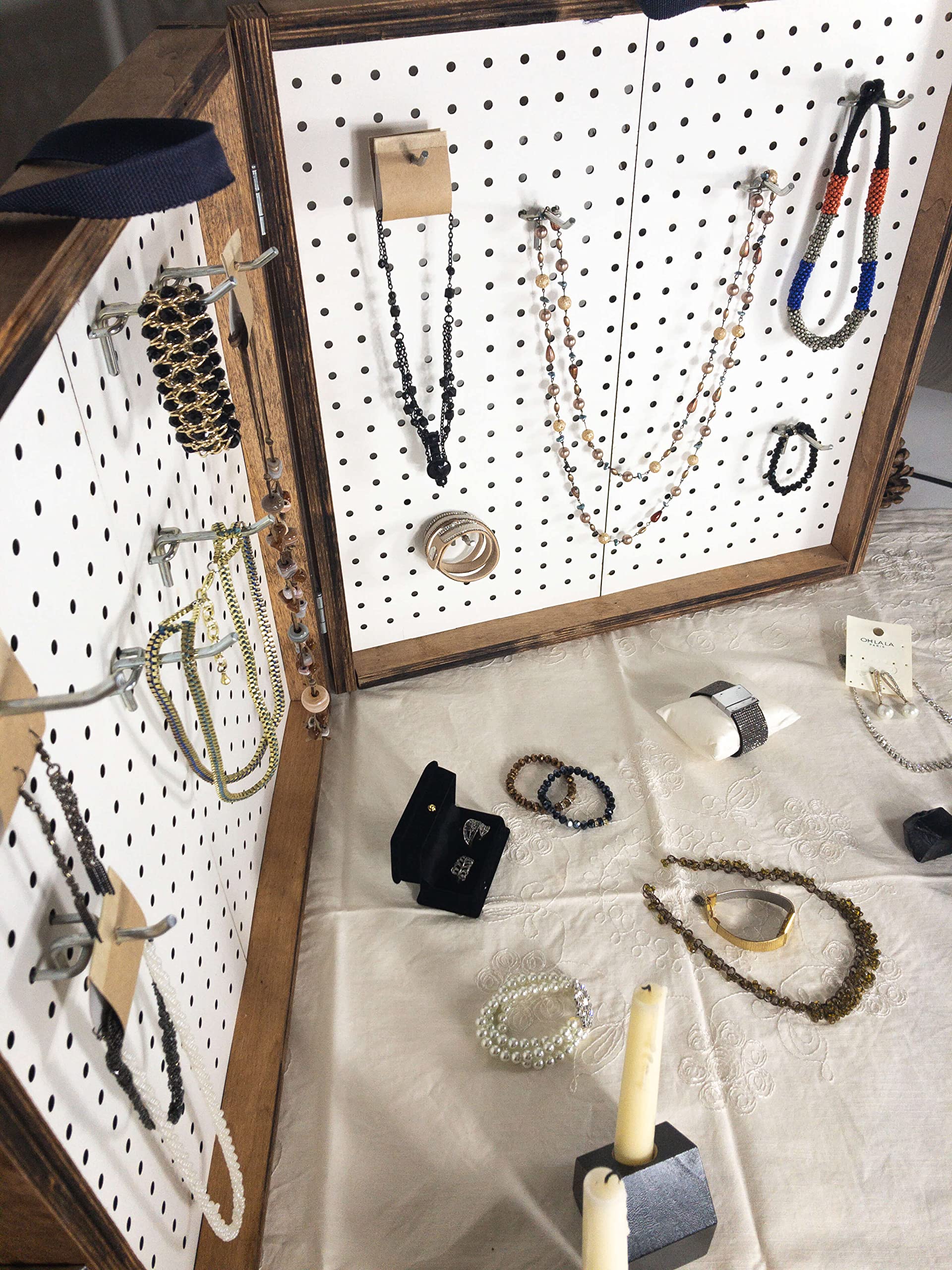 Unroofed&Sky Portable Pegboard Display Stand for Craft Shows - Paparazzi Jewelry Display White