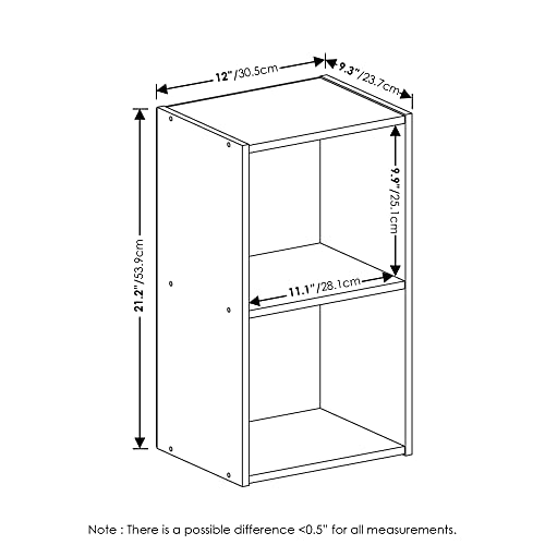Furinno Luder Bookcase / Book / Storage, 2-Tier Cube, White