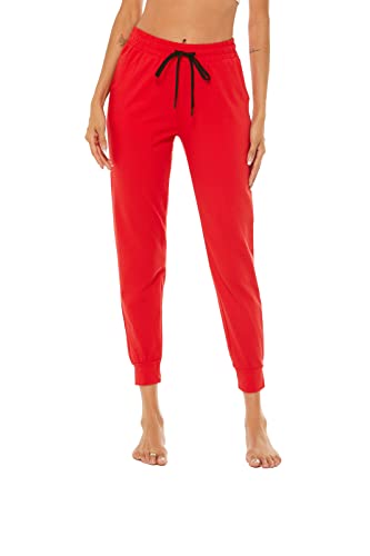 AvaCostume Women's Lightweight Cotton Sweatpants Yoga Joggers Lounge Casual Pants with Pockets Red XXL