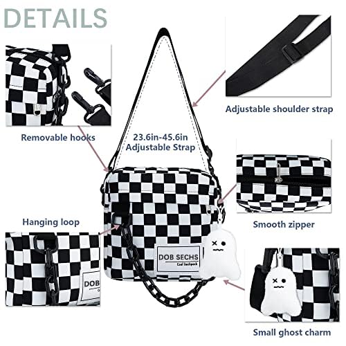 DOB SECHS Crossbody Purse Small Messenger Bags for Women Men Shoulder Bag, Black White Checkered
