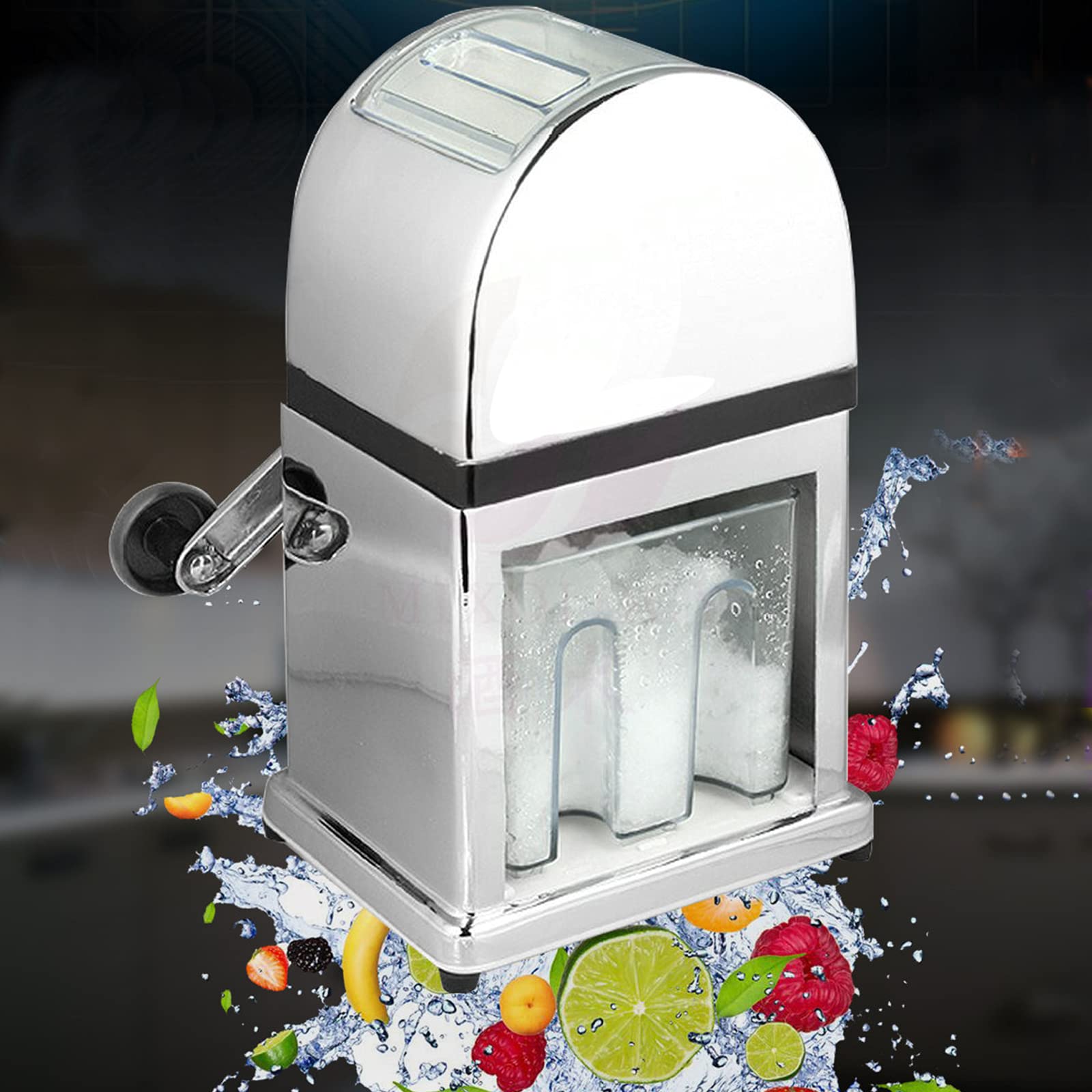 Crushed Ice Maker Manual Ice Shaver Transparent Container Portable Shaved Ice Maker Crushed Ice Machine for Making Cold Drinks Milk Tea and Cocktails