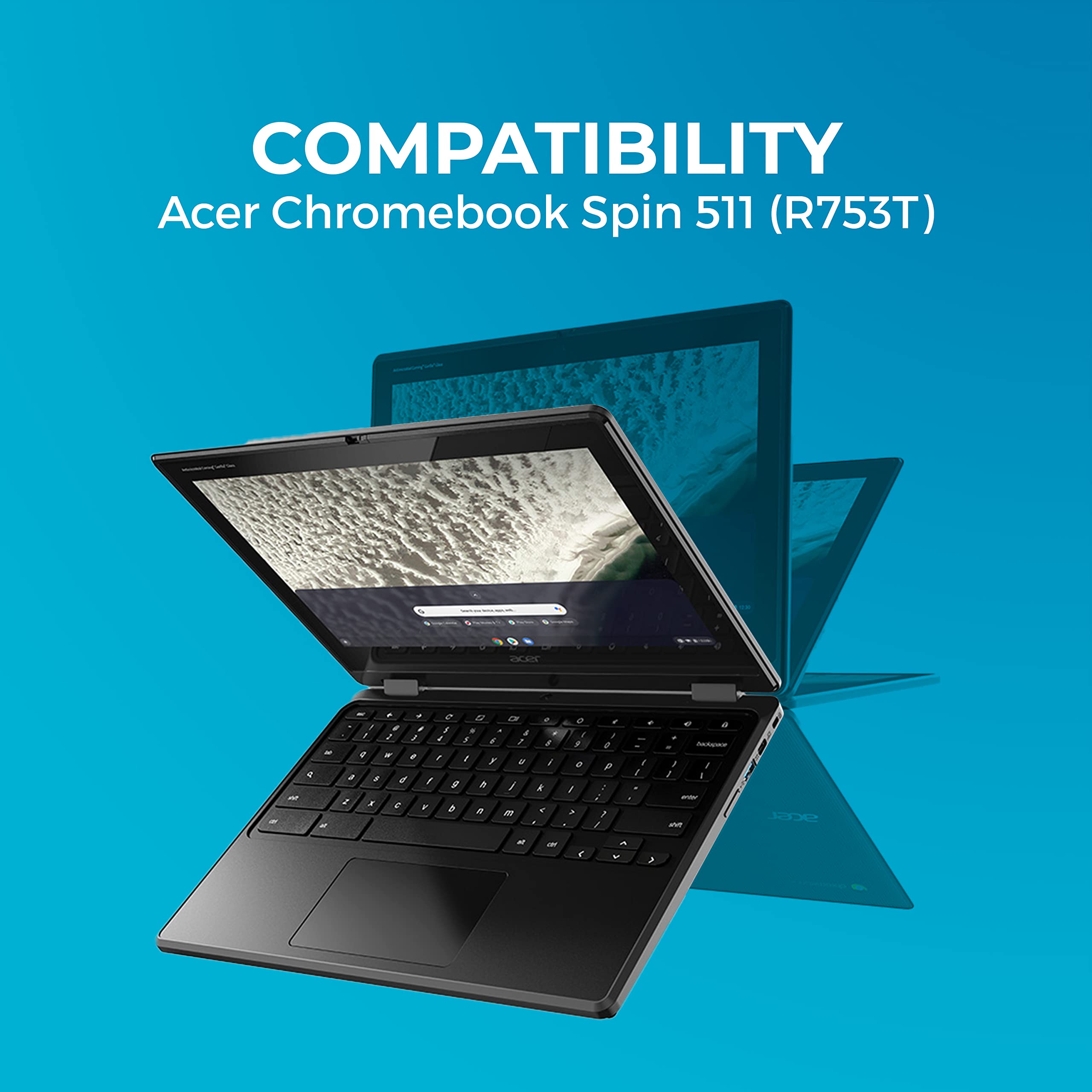 Gumdrop SlimTech Case Fits Acer Chromebook Spin 511/R753T (2-in-1). Designed for K-12 Students, Teachers and Classrooms – Drop Tested, Rugged, Shockproof Bumpers for Reliable Device Protection – Black