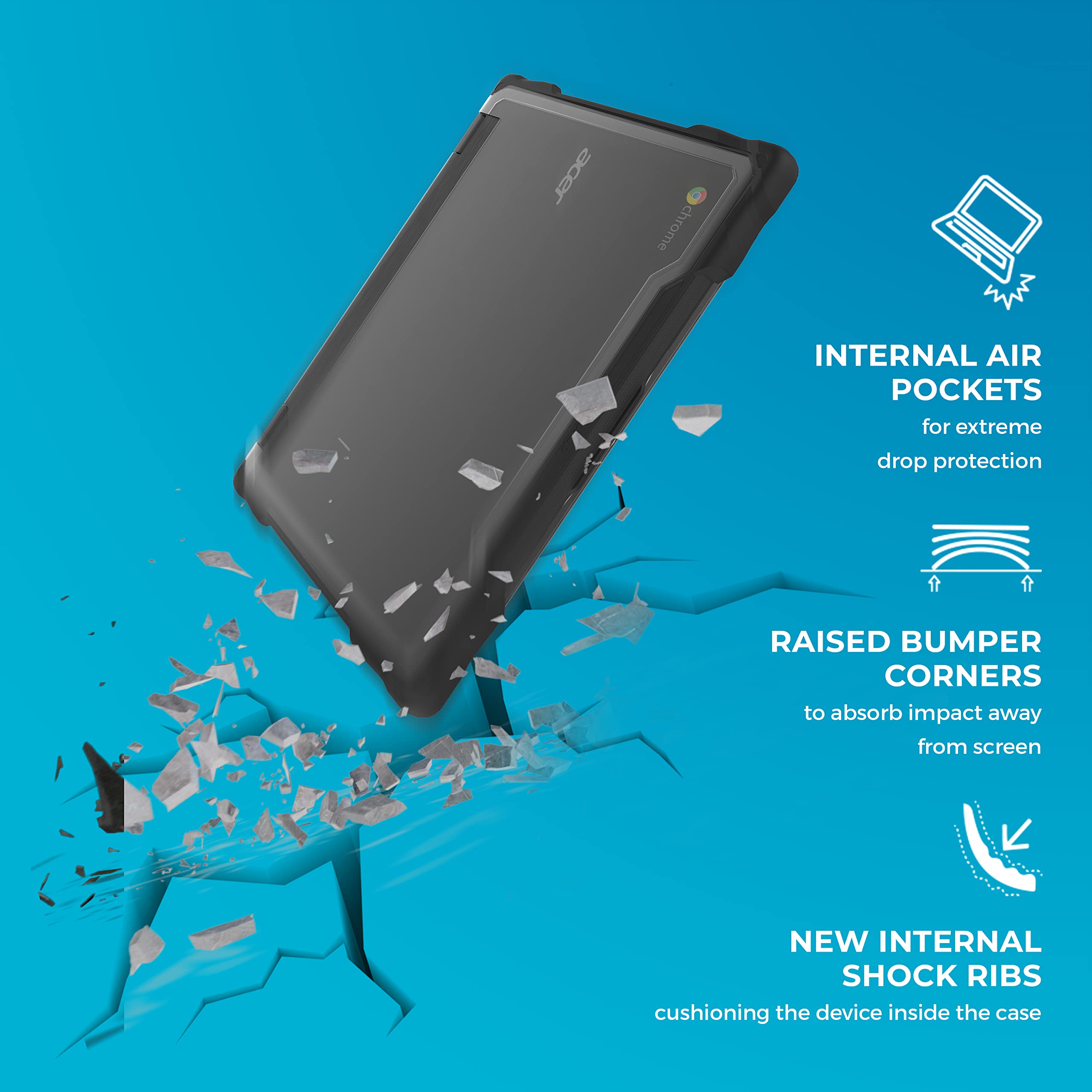 Gumdrop SlimTech Case Fits Acer Chromebook Spin 511/R753T (2-in-1). Designed for K-12 Students, Teachers and Classrooms – Drop Tested, Rugged, Shockproof Bumpers for Reliable Device Protection – Black