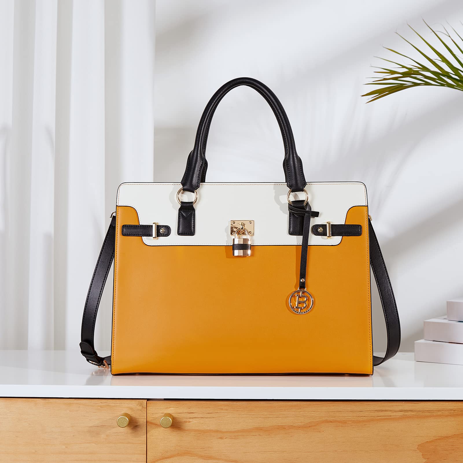 BOSTANTEN Briefcase for Women 15.6 inch Leather Laptop Bag Vintage Slim Lawyer Business Bag Stylish Work Purse