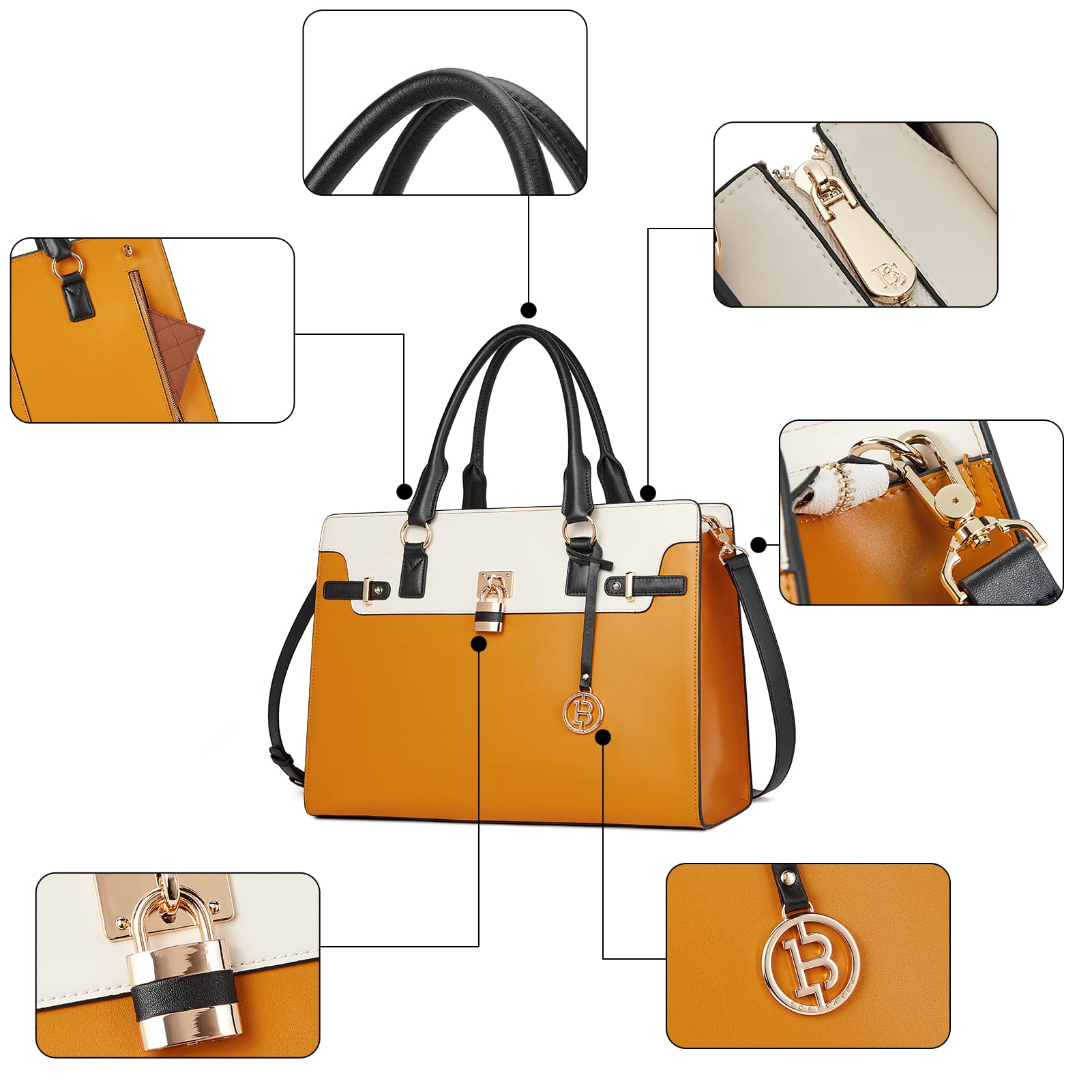 BOSTANTEN Briefcase for Women 15.6 inch Leather Laptop Bag Vintage Slim Lawyer Business Bag Stylish Work Purse