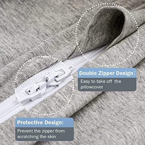 INSEN Pregnancy Body Pillow Cover, Full Body Pillow Cover for Pregnant Women, Grey Jersey, L-Shaped