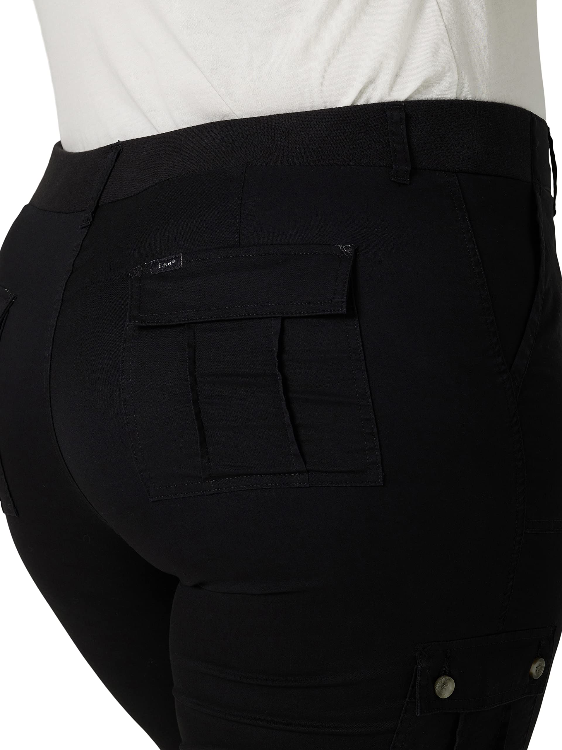 Lee Women's Plus Size Ultra Lux Comfort with Flex-To-Go Cargo Capri Pant Black 18 Plus