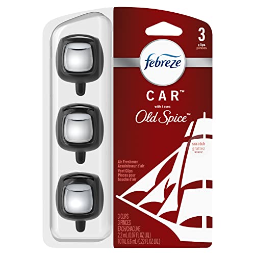 Febreze Old Spice Car Air Fresheners, Old Spice Scent, Odor Fighter for Strong Odor, Car Vent Clips (3 Count)