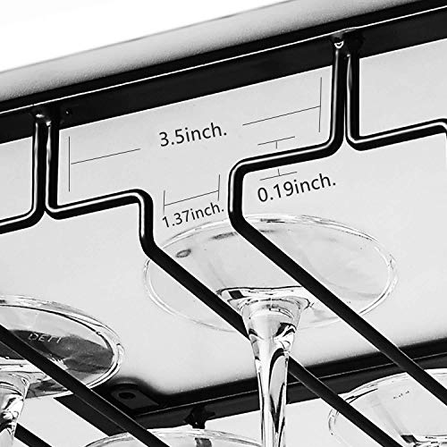 Wine Glass Rack under Cabinet Stemware Rack, Wine Glass Holder Organizer for Cabinet Kitchen Bar Glasses Storage Hanger(Gold)