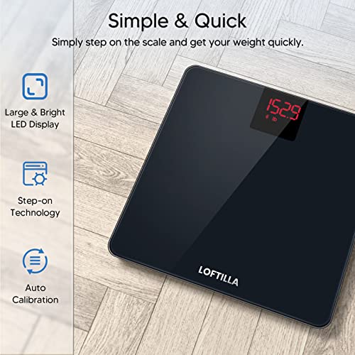 LOFTILLA Scale for Body Weight and BMI, Weight Scales, Digital Bathroom Scale, Smart Scale with App via Bluetooth, 400 lb Capacity Weighing Scale for People