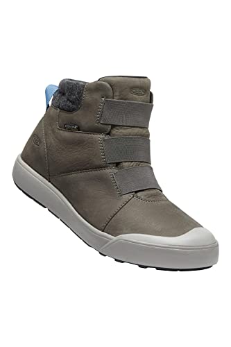 KEEN Women's Elle Winter Mid Height Insulated Waterproof Pull On Ankle Boots, Steel Grey/Blue Shadow, 10