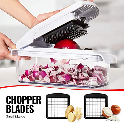Fullstar 9-in-1 Deluxe Vegetable Chopper Kitchen Gifts | Onion Chopper & Dicer | Peeler, Spiralizer, Zoodle Maker, Lemon Squeezer, Egg Slicer & Seperator- Ultimate Kitchen Gadget
