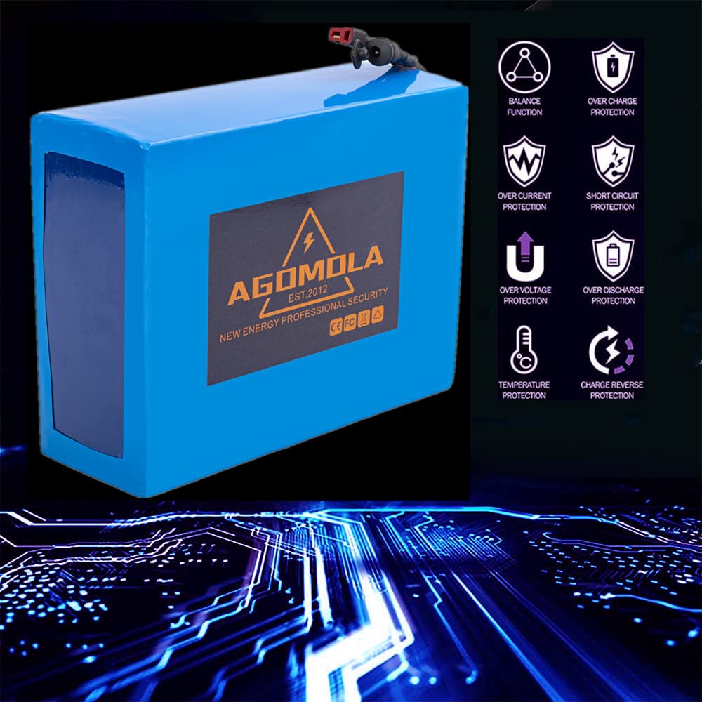 agomola 48V Battery 20Ah 48 Volt Lithium ebike Battery for 100W to 1000W Electric Bicycle Bikes Motor with Charger BMS