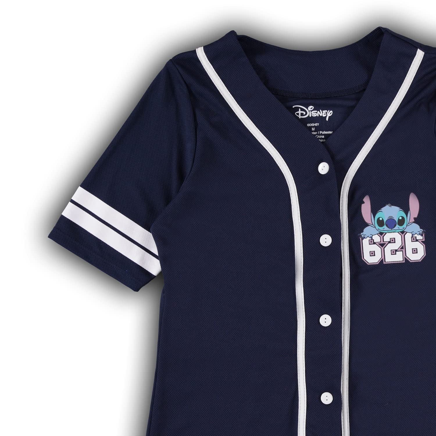 Disney Ladies Lilo and Stitch Shirt - Ladies Classic Lilo and Stitch Baseball Jersey Lilo and Stitch Mesh Jersey (Navy, X-Large)