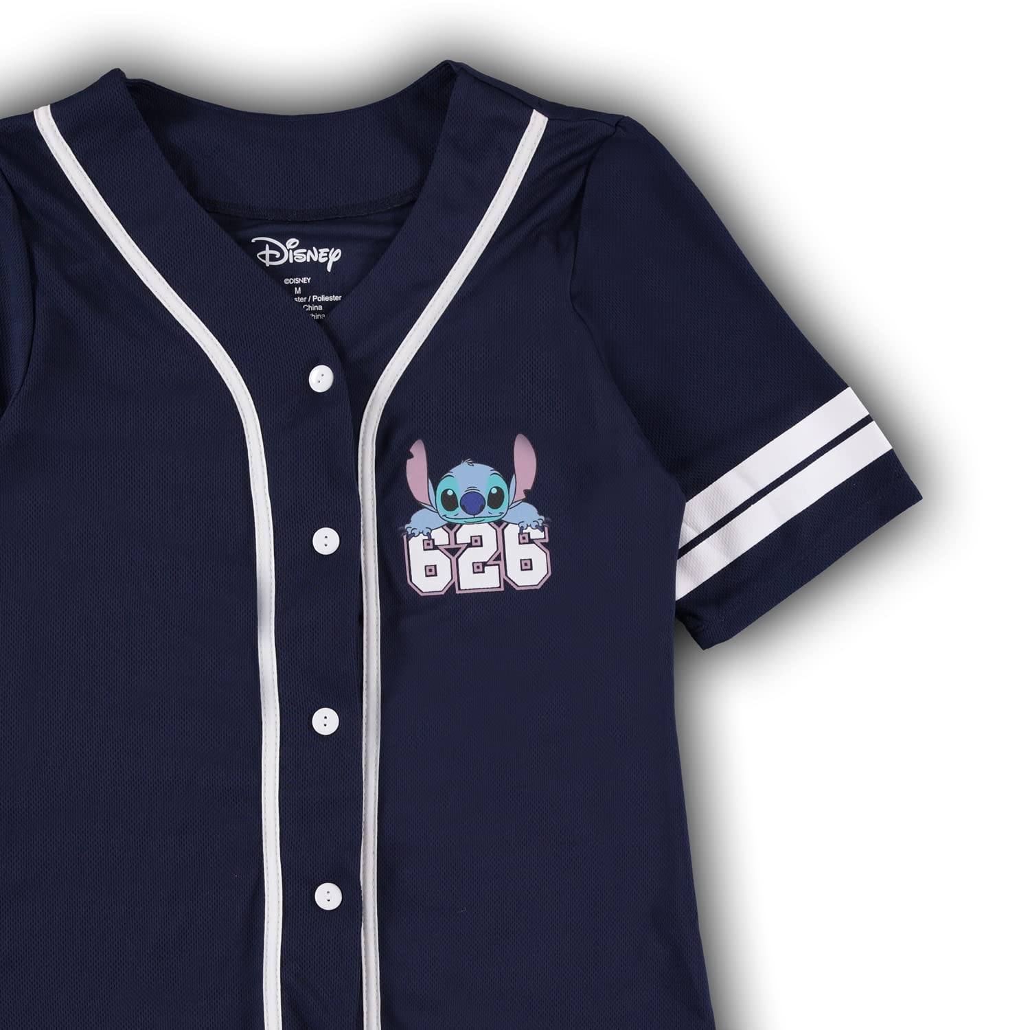 Disney Ladies Lilo and Stitch Shirt - Ladies Classic Lilo and Stitch Baseball Jersey Lilo and Stitch Mesh Jersey (Navy, X-Large)