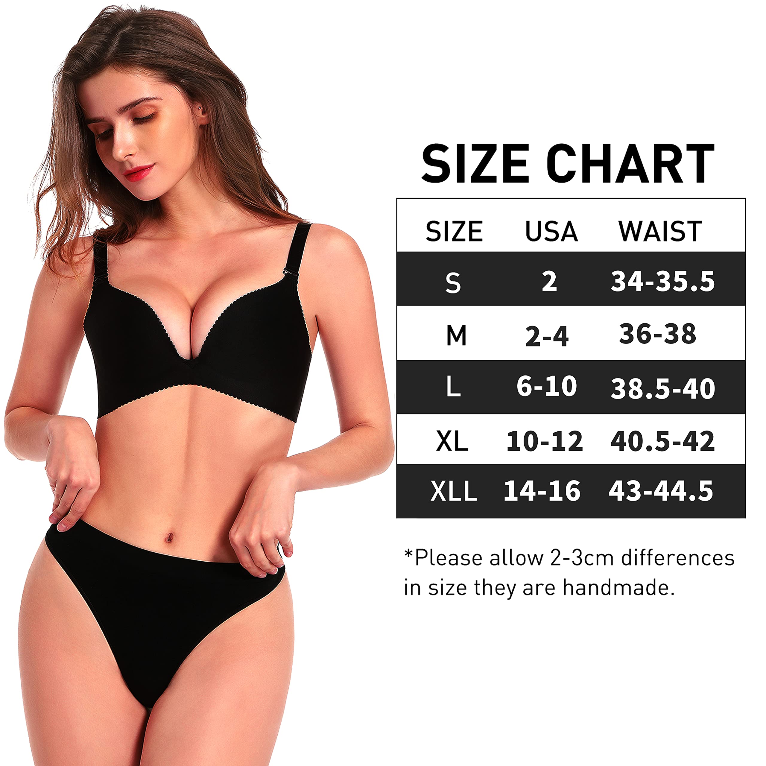 6 Pack Seamless No Show Thongs for Women (Large) Multicolor