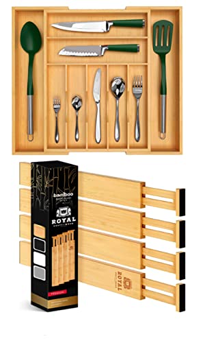 ROYAL CRAFT WOOD Expandable Silverware Drawer Organizer with Small Drawer Dividers