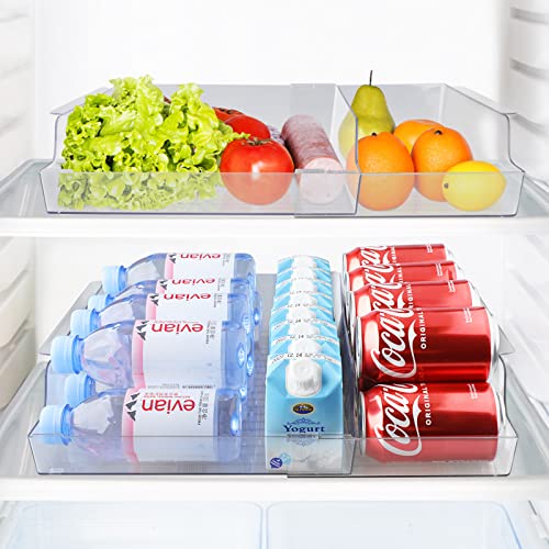 knmkisk Can Drink Holder Storage 1 Pack Wide Foldable Plastic Kitchen Water Bottle Refrigerator Bin,with Lid for Fridge, Pantry, Freezer Holds