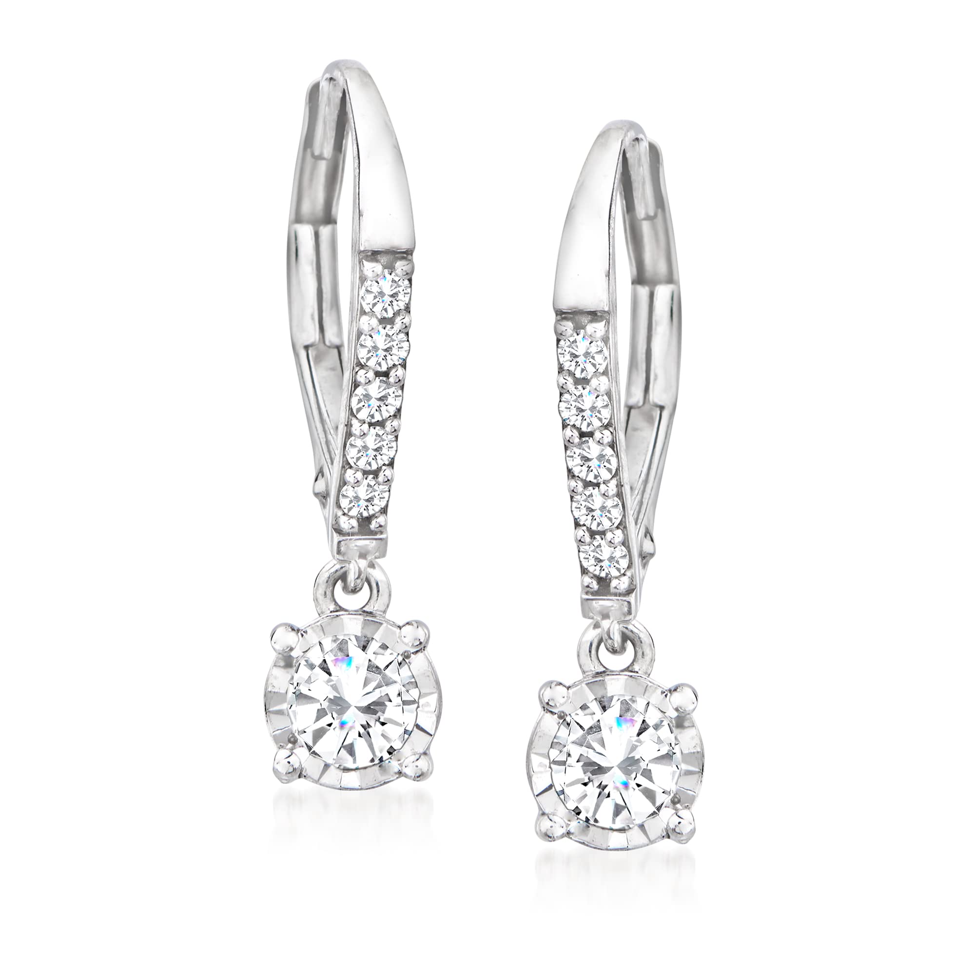 Ross-Simons 0.50 ct. t.w. Diamond Drop Earrings in 14kt White Gold