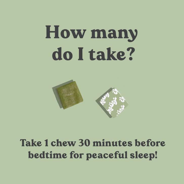 Chewsy Peaceful Sleep Chews, Sleep Support, 3 mg Melatonin, 200 MGS L-Theanine, Chamomile, Lemon Balm, Magnolia, Nighttime Sleep Aid, Naturally Minty Chews, Promotes restful Sleep, 30-Day Supply (1)