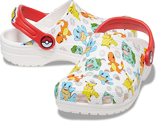 Crocs Classic Pikachu Clogs, Pokemon Shoes for Kids, White/Multi, 8 US Unisex Toddler