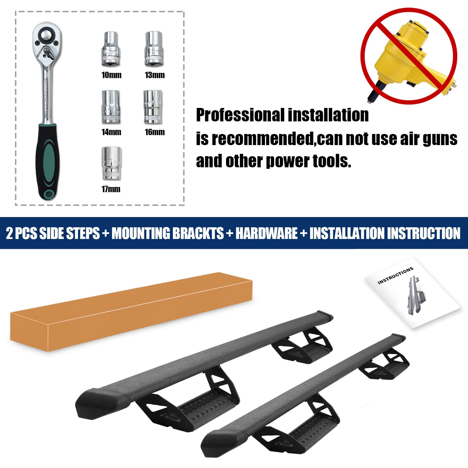 OTHOWE Running Boards Compatible with 2005-2023 ToyotaTacoma Double Cab/Crew Cab with 4 Full-Size Doors (Driver and Passenger Side), Tacoma Step Bars Drop Step Style, 3 Inches.