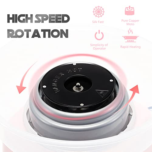 Cotton Candy Machine, Countertop Cotton Candy Maker for Kids, Pink Hard Candy Cotton Candy Maker Includes Splash-Proof Plate, Two Reusable Plastic Sticks (Color Random)