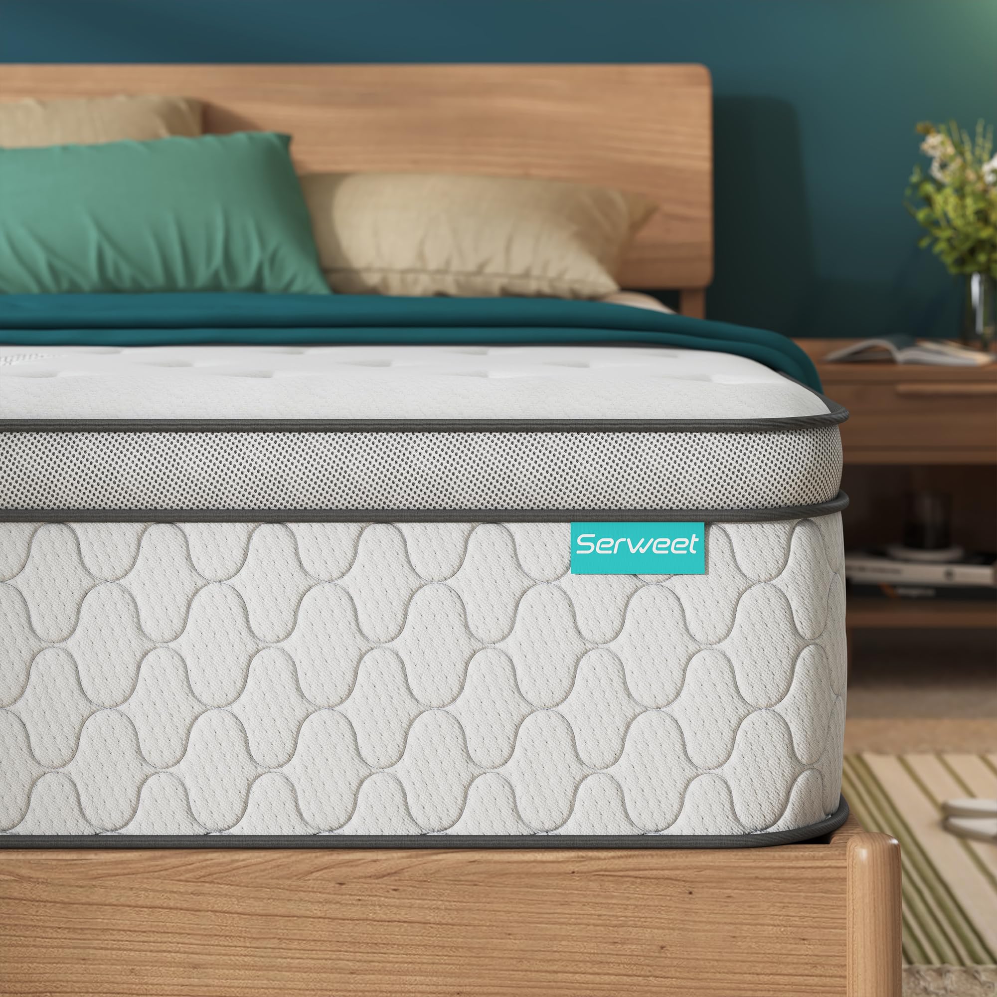 Serweet 8 Inch Memory Foam Hybrid Full Mattress - 5-Zone Pocket Innersprings Motion Isolation - Heavier Coils for Durable Support -Pressure Relieving - Medium Firm - Made in Century-Old Factory