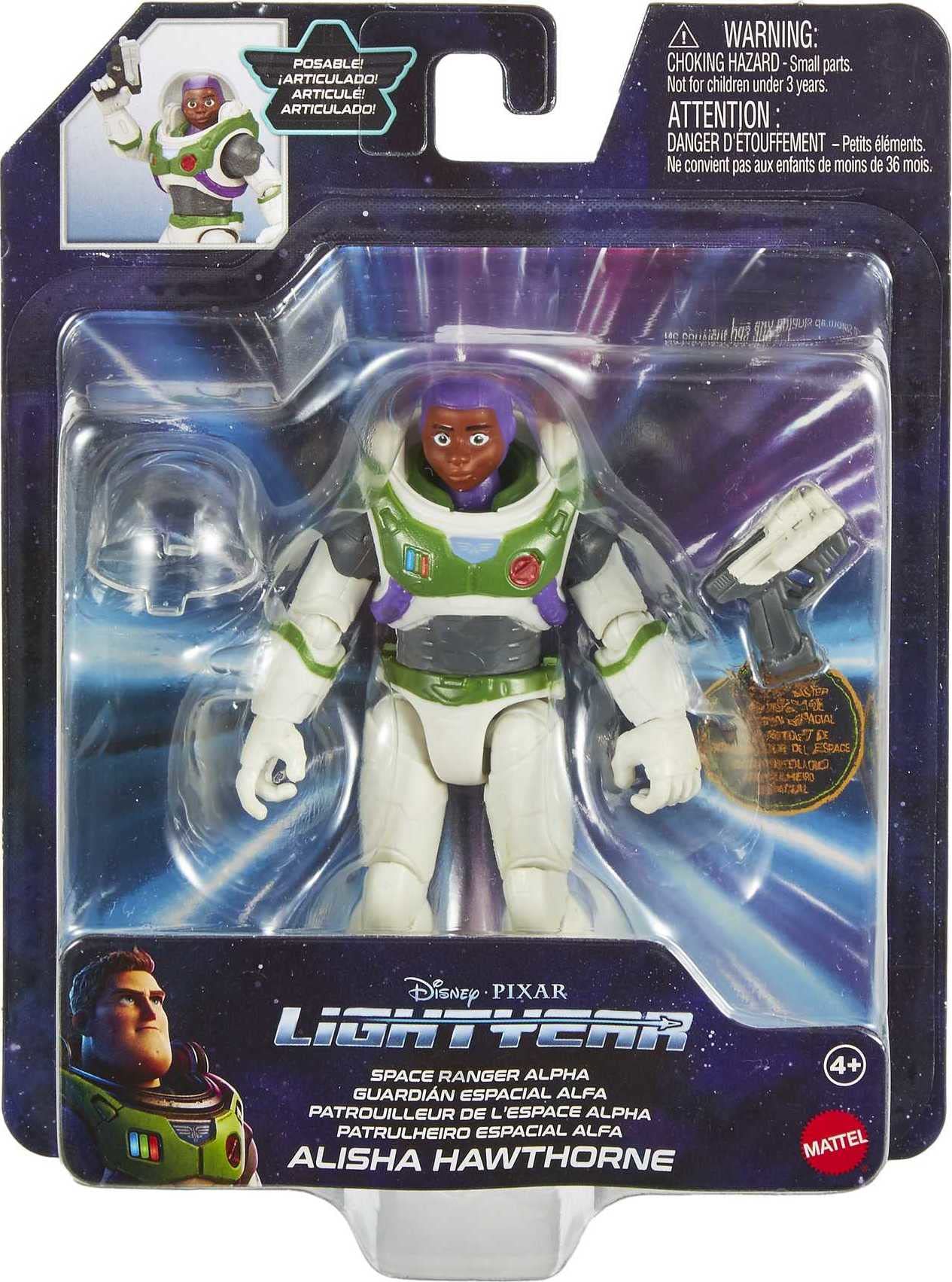 Mattel Disney and Pixar Lightyear Action Figure & Accessory, Space Ranger Alpha Alisha Hawthorne Set with Helmet, 5-inch Scale & 12 Posable Joints