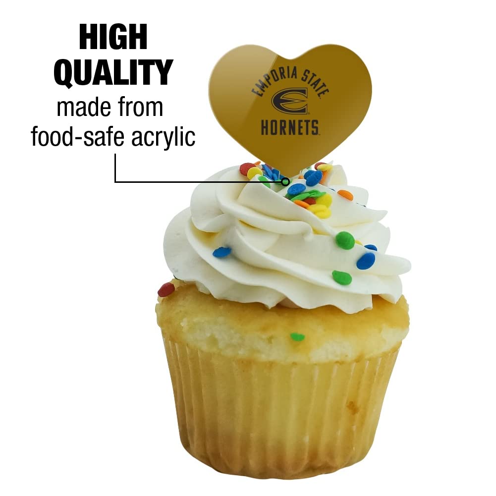 Emporia State University Hornets Heart Love Cupcake Picks Toppers Decoration Set of 6