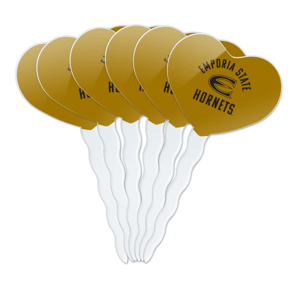 Emporia State University Hornets Heart Love Cupcake Picks Toppers Decoration Set of 6