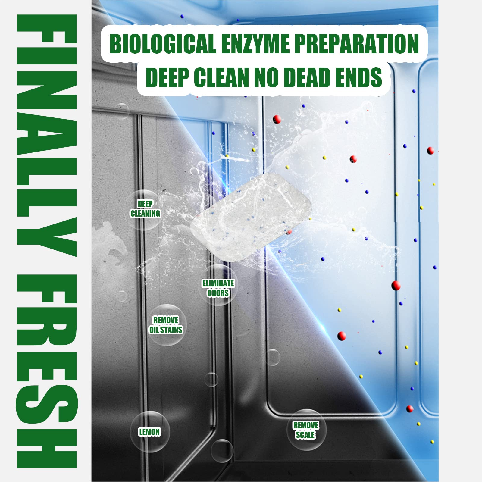 Finally Fresh Dishwasher Cleaner And Deodorizer, Dishwasher Cleaner Tablets to Remove Limescale and Mineral Buildup, Formulated to Clean Inside All Machine, 12 Count.